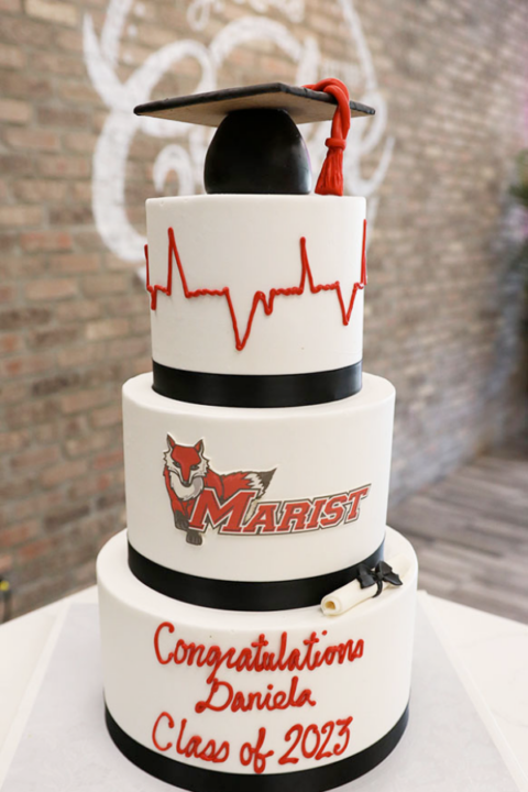 3 Tier Buttercream Iced Graduation Cake With Graduation Cap