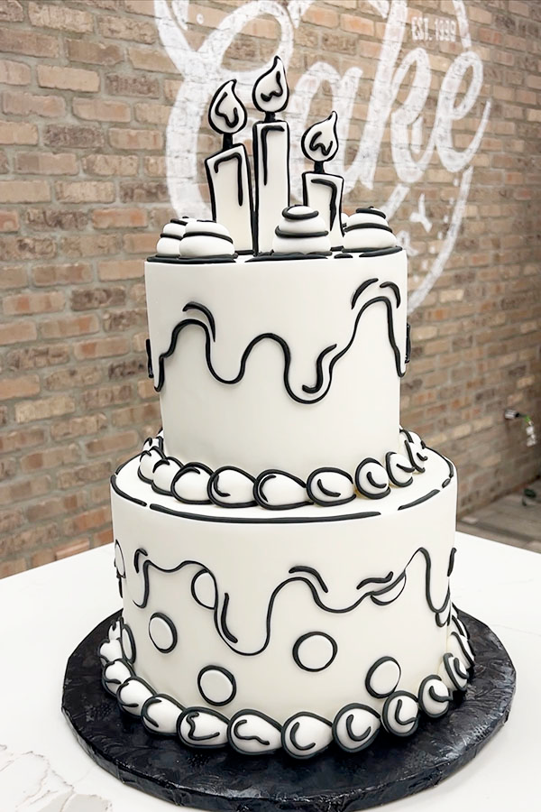 Black and White Cartoon – Comic Birthday Cake