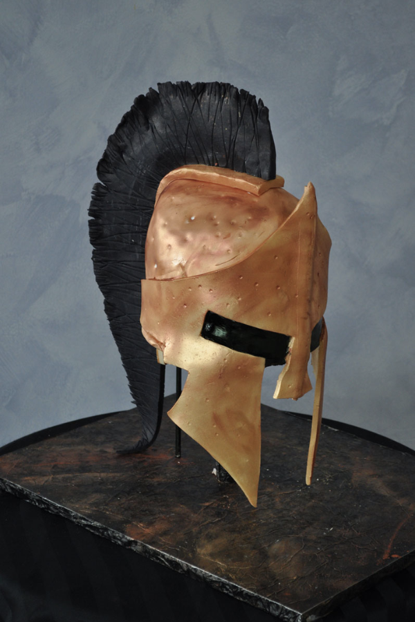 C076 – Golden Gladiator Helmet Custom Cake
