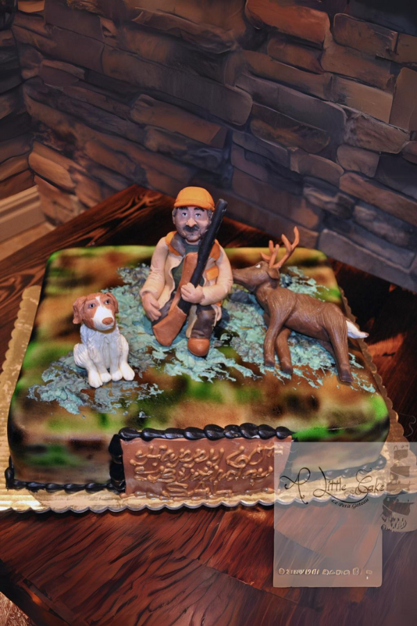 C142 – Hunting Custom Cake With Hunter And Dog And Deer