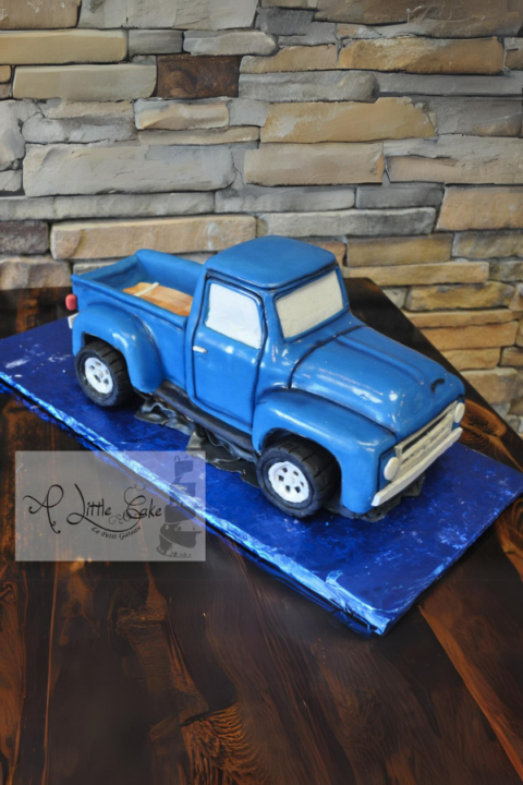 C154-Blue Pickup Truck Cake