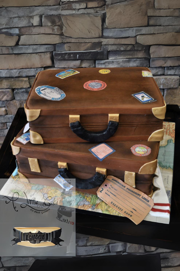C201 – Luggage Custom Cake With Stickers And Map