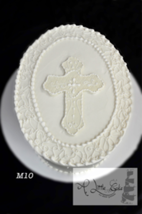 M10 – White Oval Cross Cake