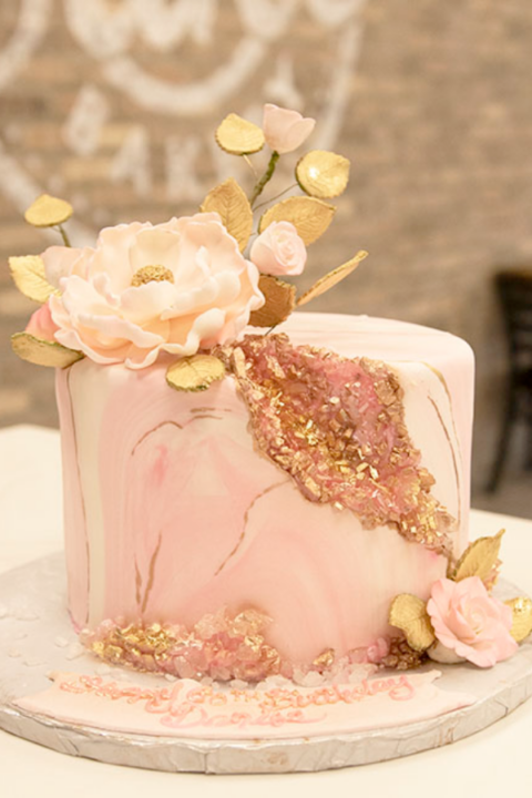 Marble Geode Birthday Cake with Sugar Flowers