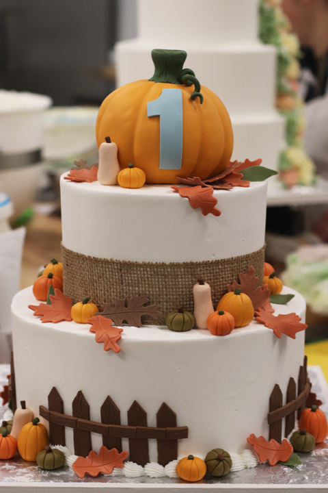 Pumpkin Fall Themed 1st Birthday Cake